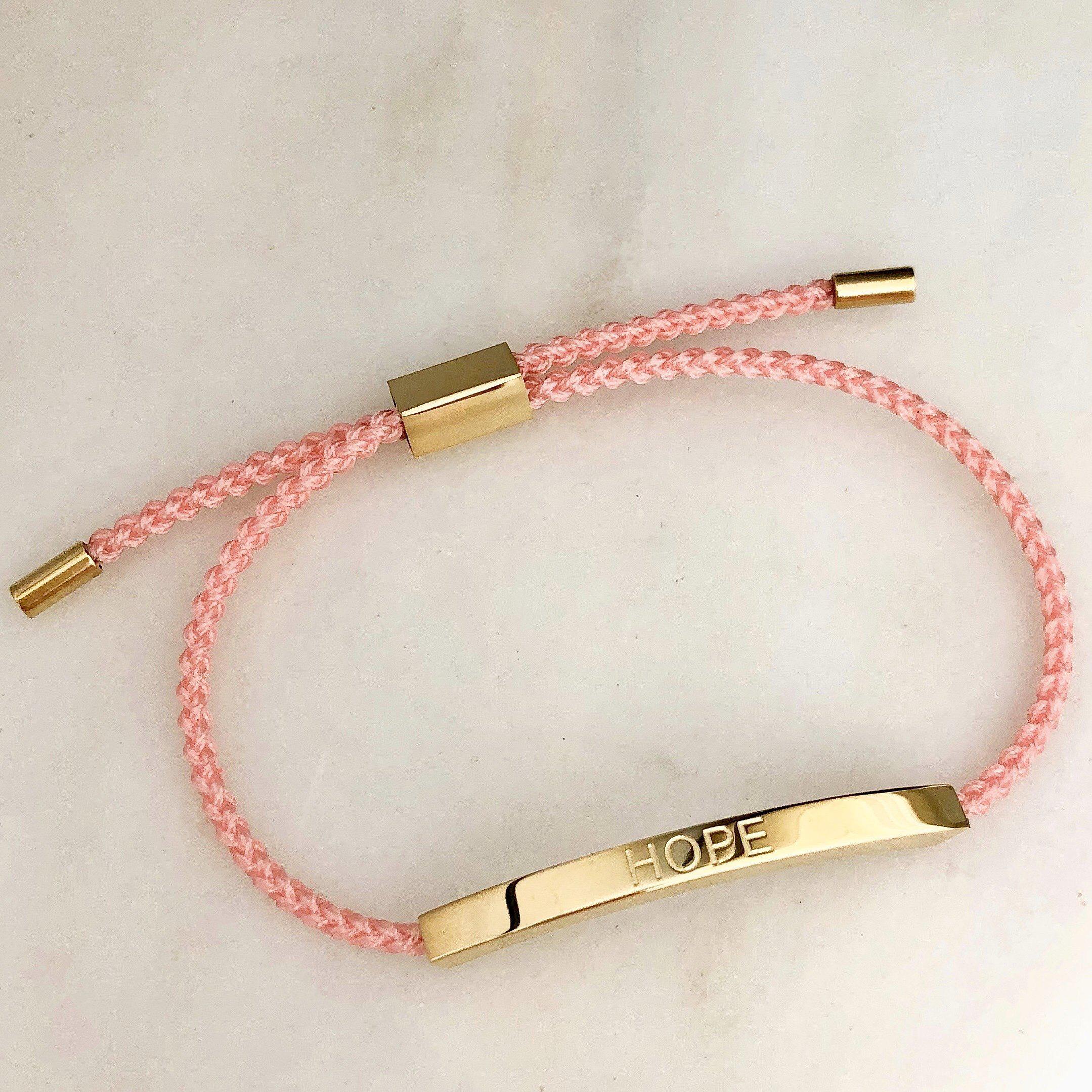 Hope Rope Bracelet - Baby Pink (Gold)